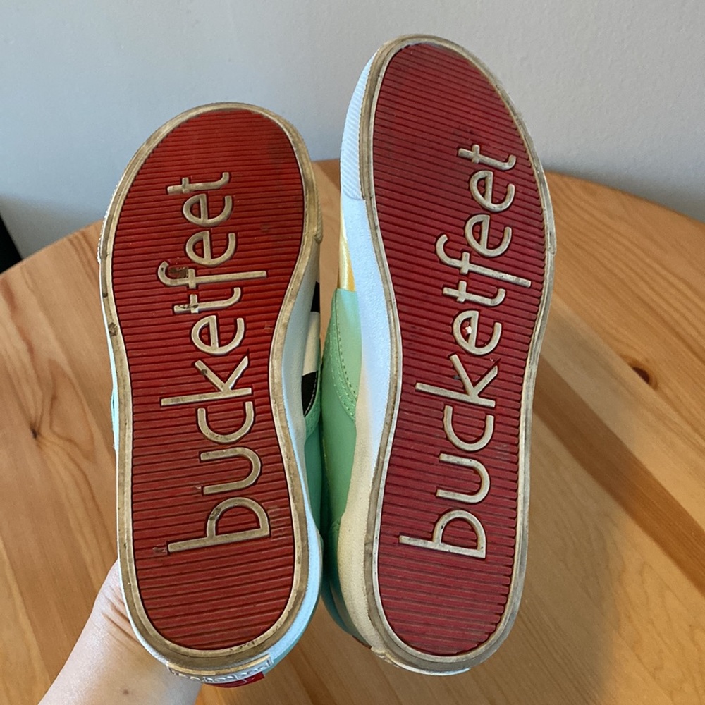 Bucketfeet Seafoam Green, Zebra, And Gold Stripe Snea… - Gem
